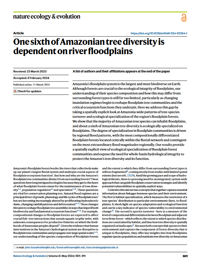 One sixth of Amazonian tree diversity is dependent on river floodplains ...